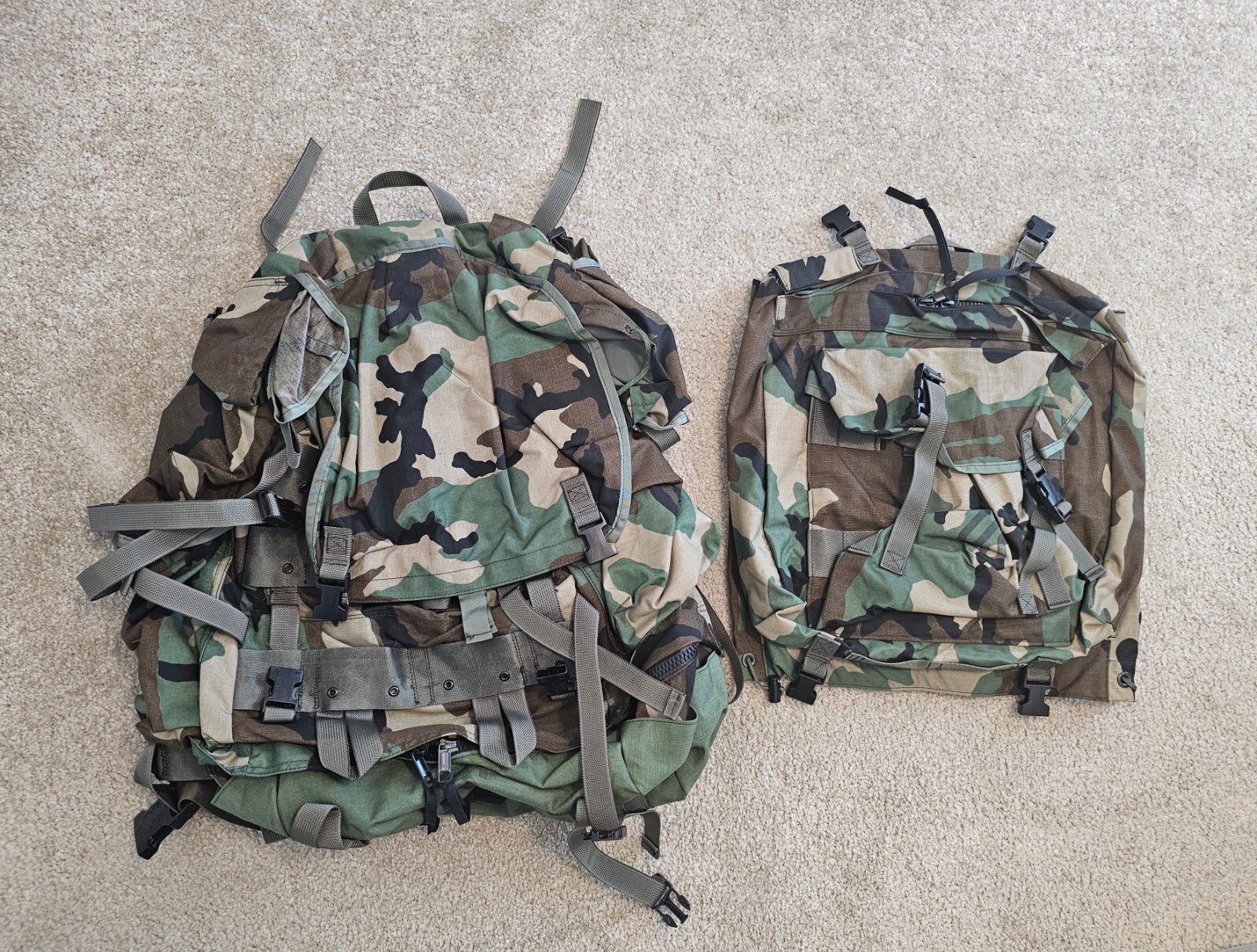 US Military CFP 90 Backpack Rucksack Woodland Camo Combat Patrol Pack ...