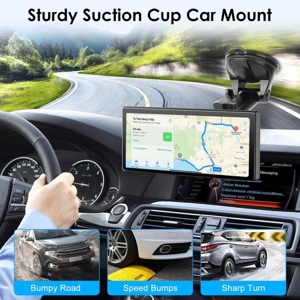 Suction Cup Car Mount for 7-11" CarPlay Screen Rotation Dashboard ...