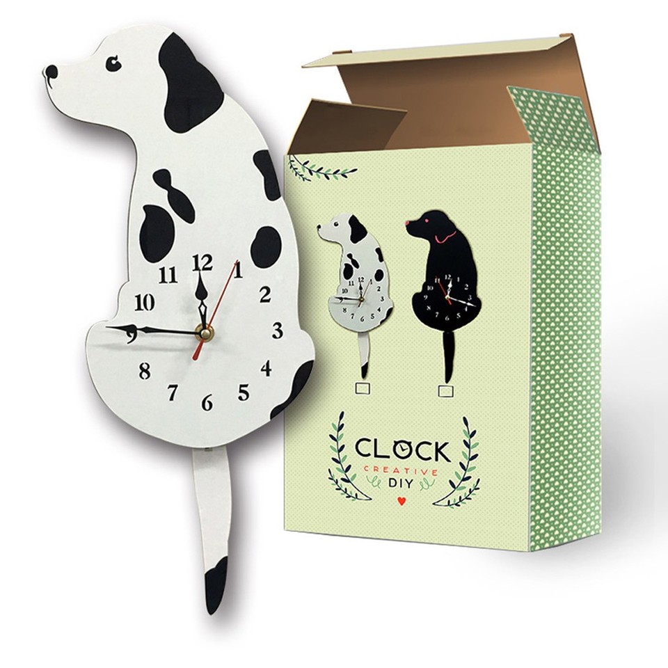 Lovely Acrylic Cartoon Tail Wagging Labrador Dog Wall Clock Decor Prop ...