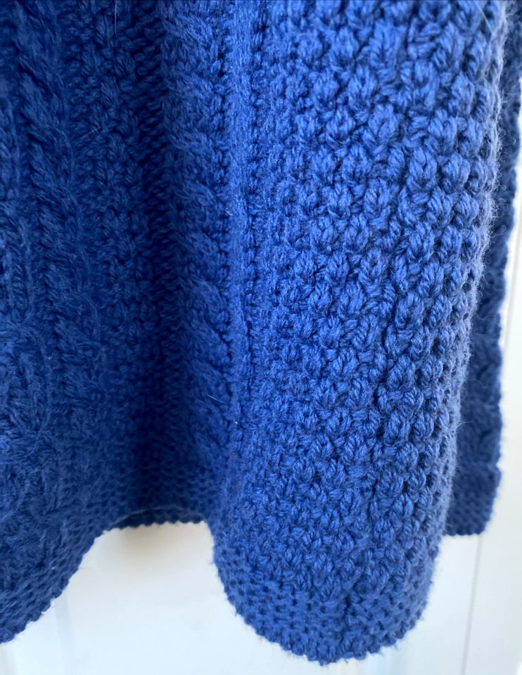 Inis Crafts Sz L Blue 100% Merino Wool Cardigan Cable Knit Made Ireland ...