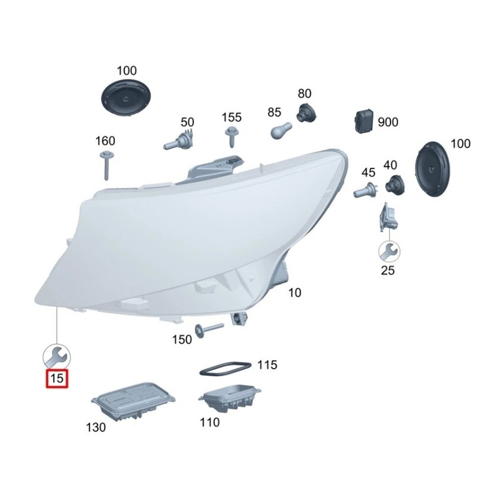 Vito W447 Headlight Front Left Repair Kit ABS Plastic Headlight Housing ...