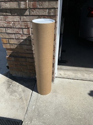 8” x 37” Cardboard Shipping Tube Large Mailing Container w/ Plastic Lid ...