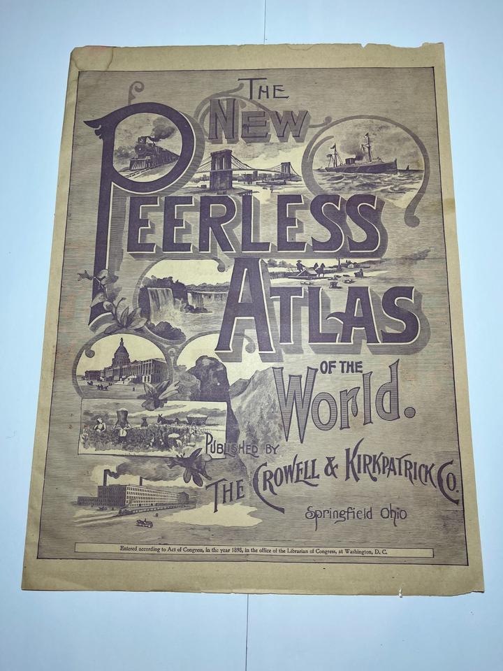 1898 FLORIDA State Map Fm 1898 New Peerless World Atlas SEE DESCRIP | eBay
