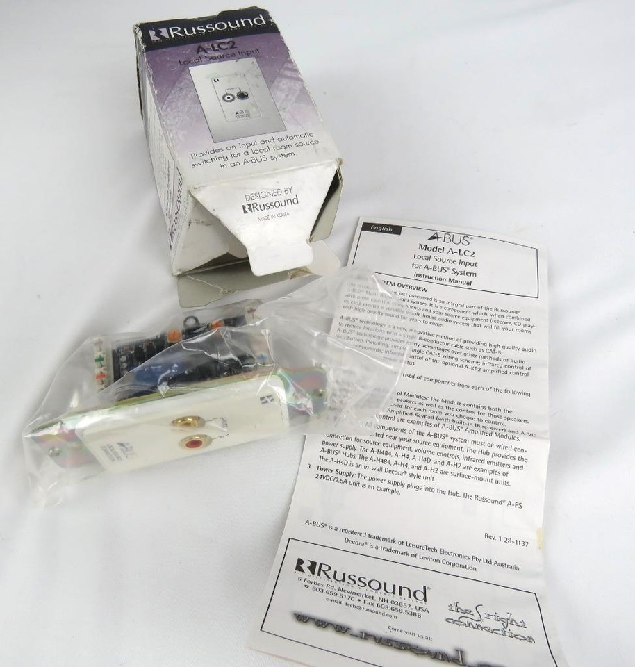 Russound A-LC2 Local Source Input A-Bus Audio System White NEW OPEN BOX ...