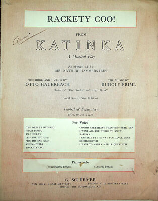 1915 Rakety Coo Katinka Sheet Music Broadway Musical Play Arthur ...