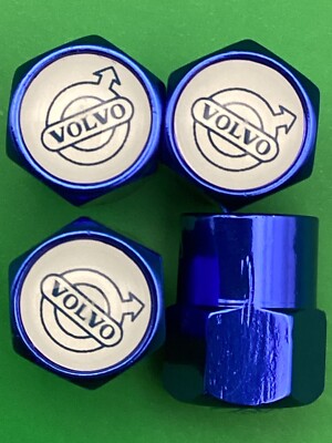4 Pcs Set Car Air Valve Caps With Volvo Logo Air Valve Caps Colour Blue ...