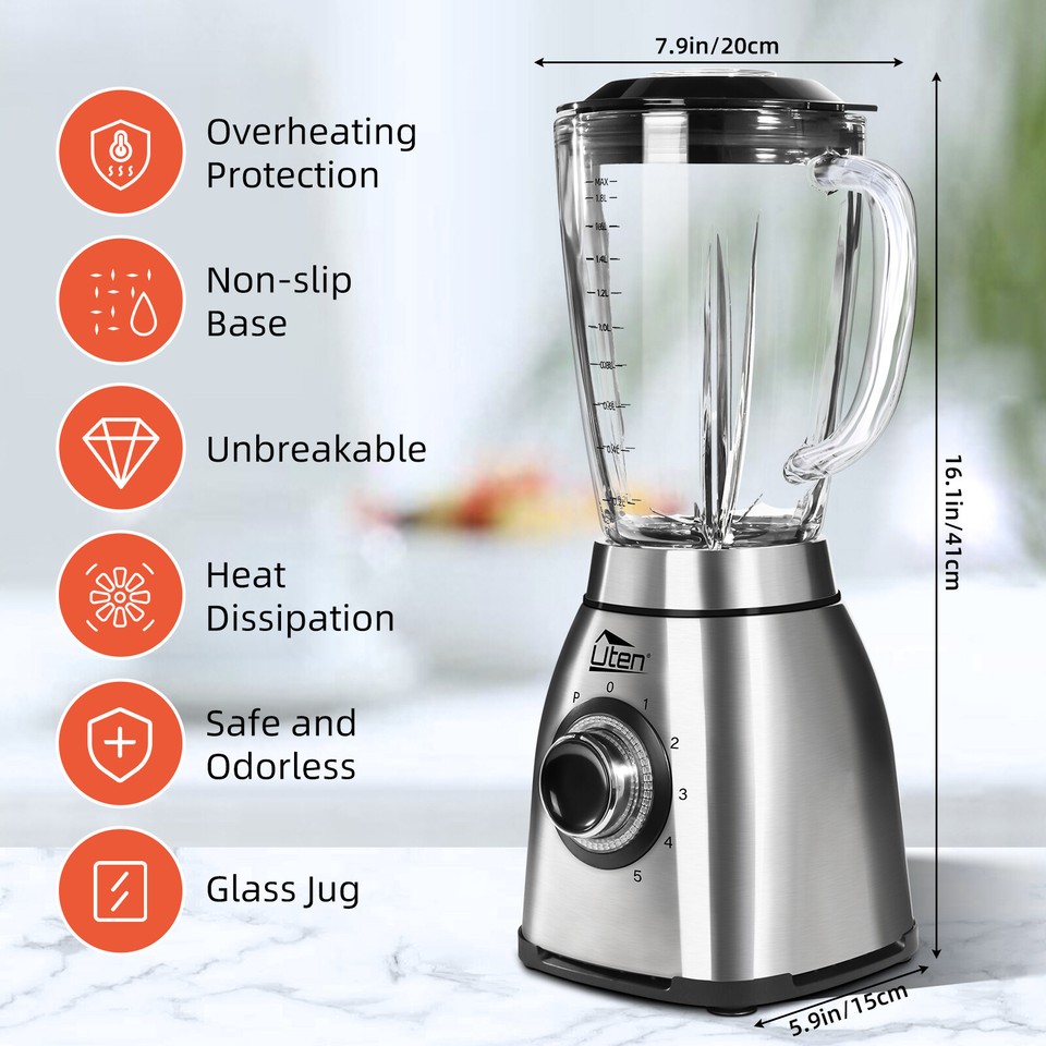 5-Speed Countertop Blender Professional Blender Fruit Juicer Smoothie ...