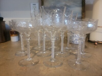 Libby Rock Vintage 1940s Sharpe Crystal Glasses Set Of 10 | eBay