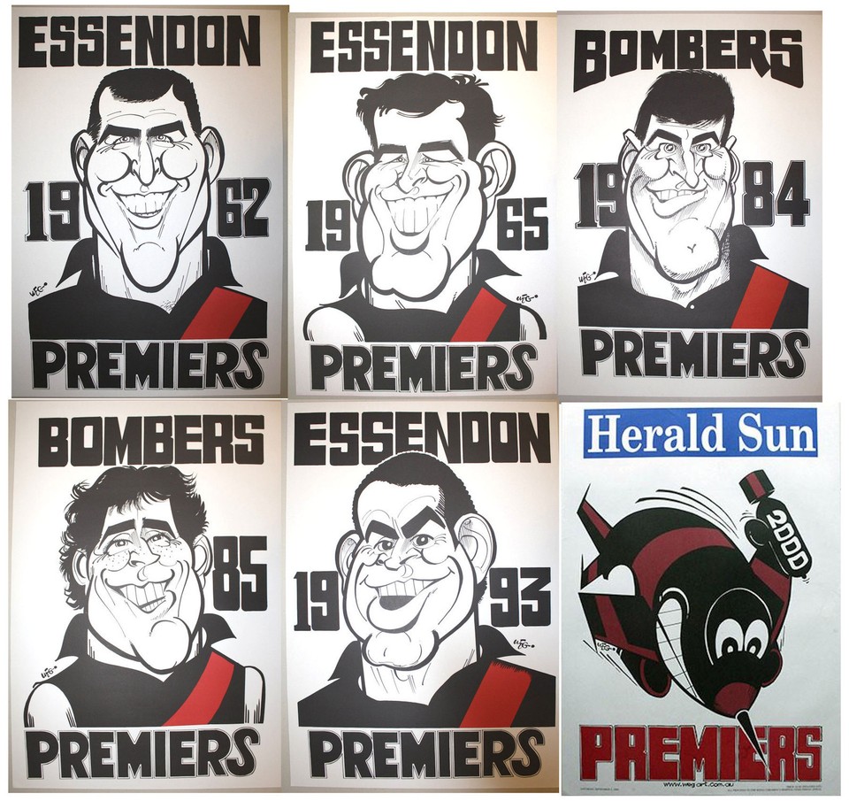 1897 - 2000 Essendon Premiers Weg posters X 16 Premiership Bombers ...