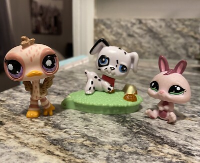 Littlest Pet Shop (LPS) lot of 3 pets-Bunny, Ostrich, and Mcdonalds ...