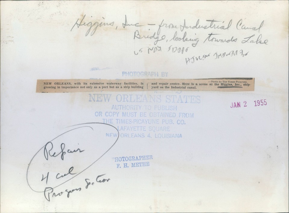 1955 Press Photo Higgins Industries Shipyard on the Industrial Canal ...