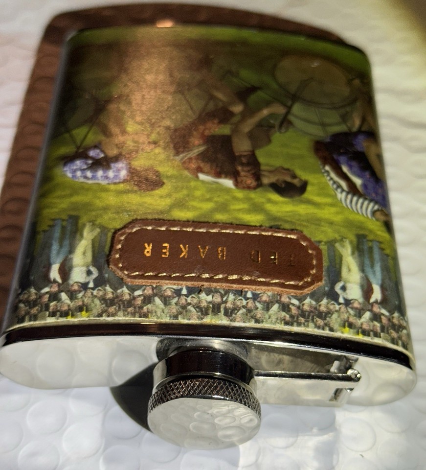 Ted Baker London Hip Flask Steel Faux Leather 6oz Cyclist Bike Race ...