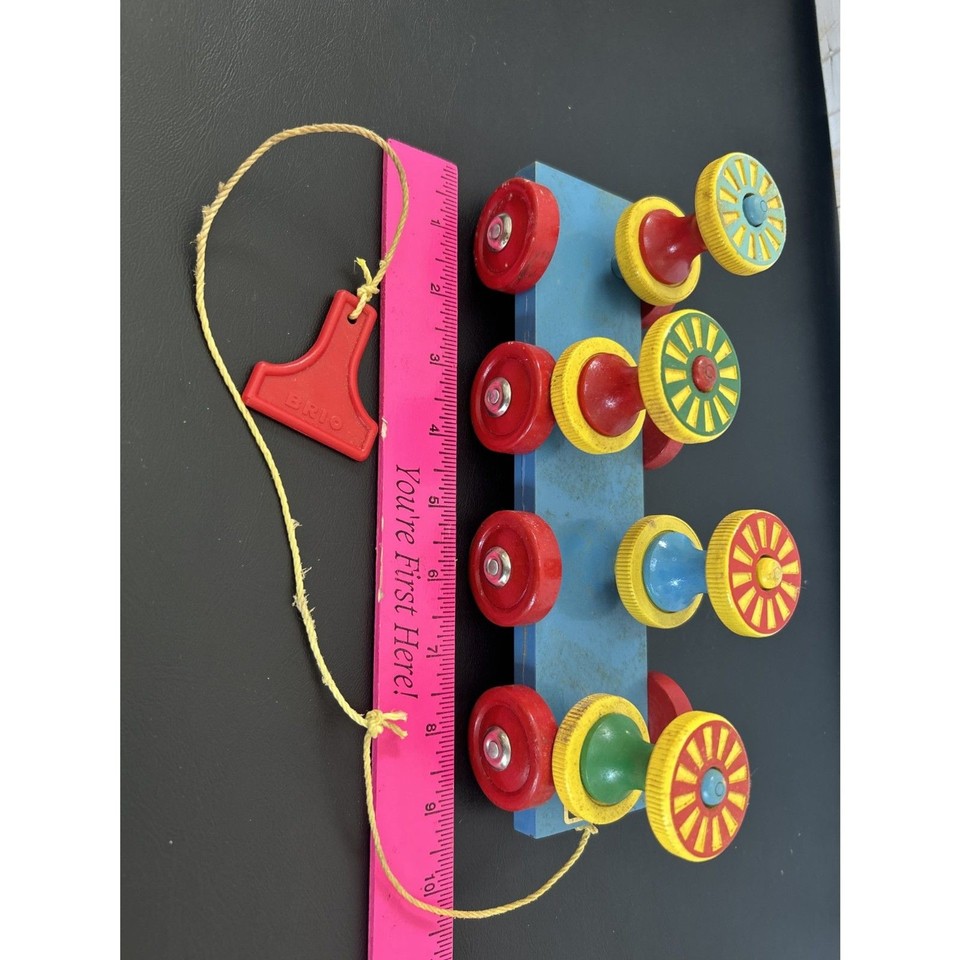 Vintage Large Brio Pull Toy Spool Wagon | eBay UK