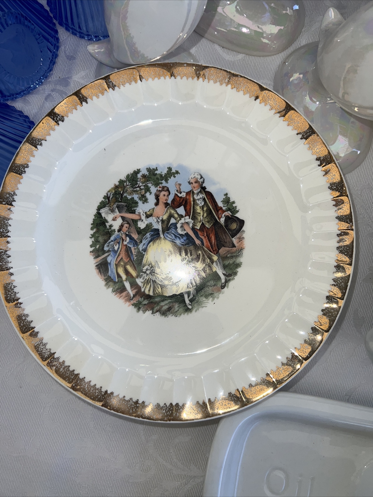 Primrose China Set of 5 Loving/Courting Couple 9 1/4" Gold Gilded ...