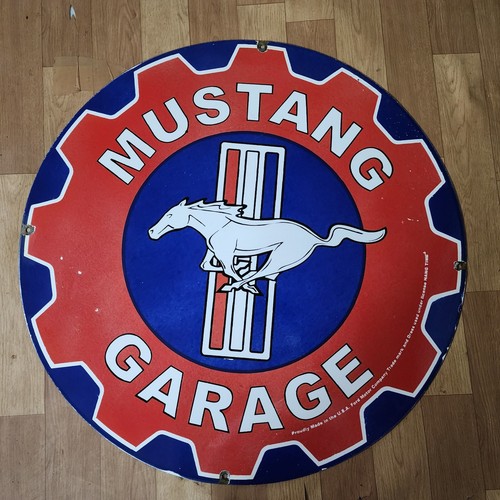MUSTANG GARAGE PORCELAIN ENAMEL SIGN 30 INCHES ROUND | eBay