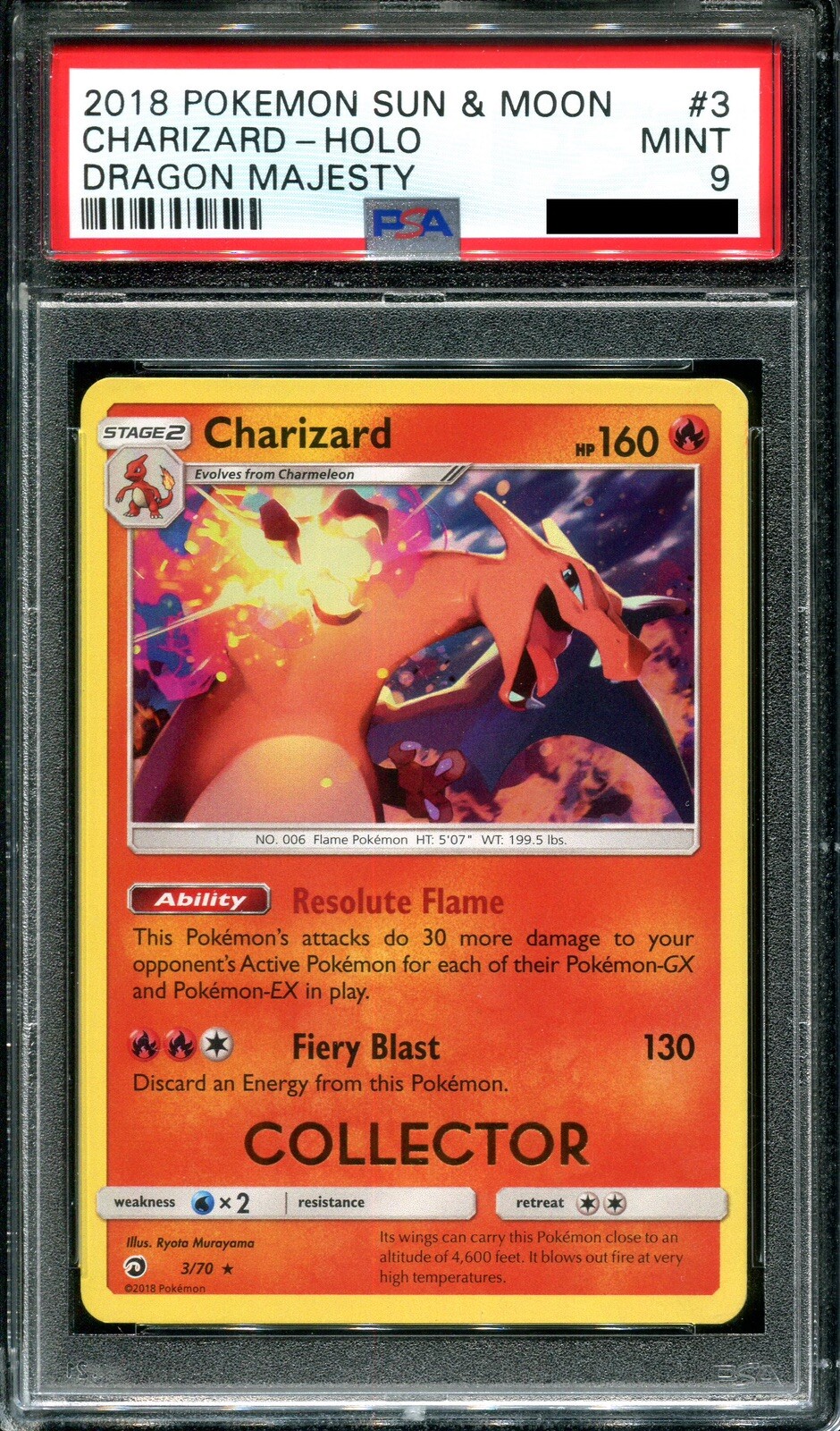 2018 Pokemon Dragon Majesty #3 Charizard HOLO PSA 9 MINT COLLECTOR ...