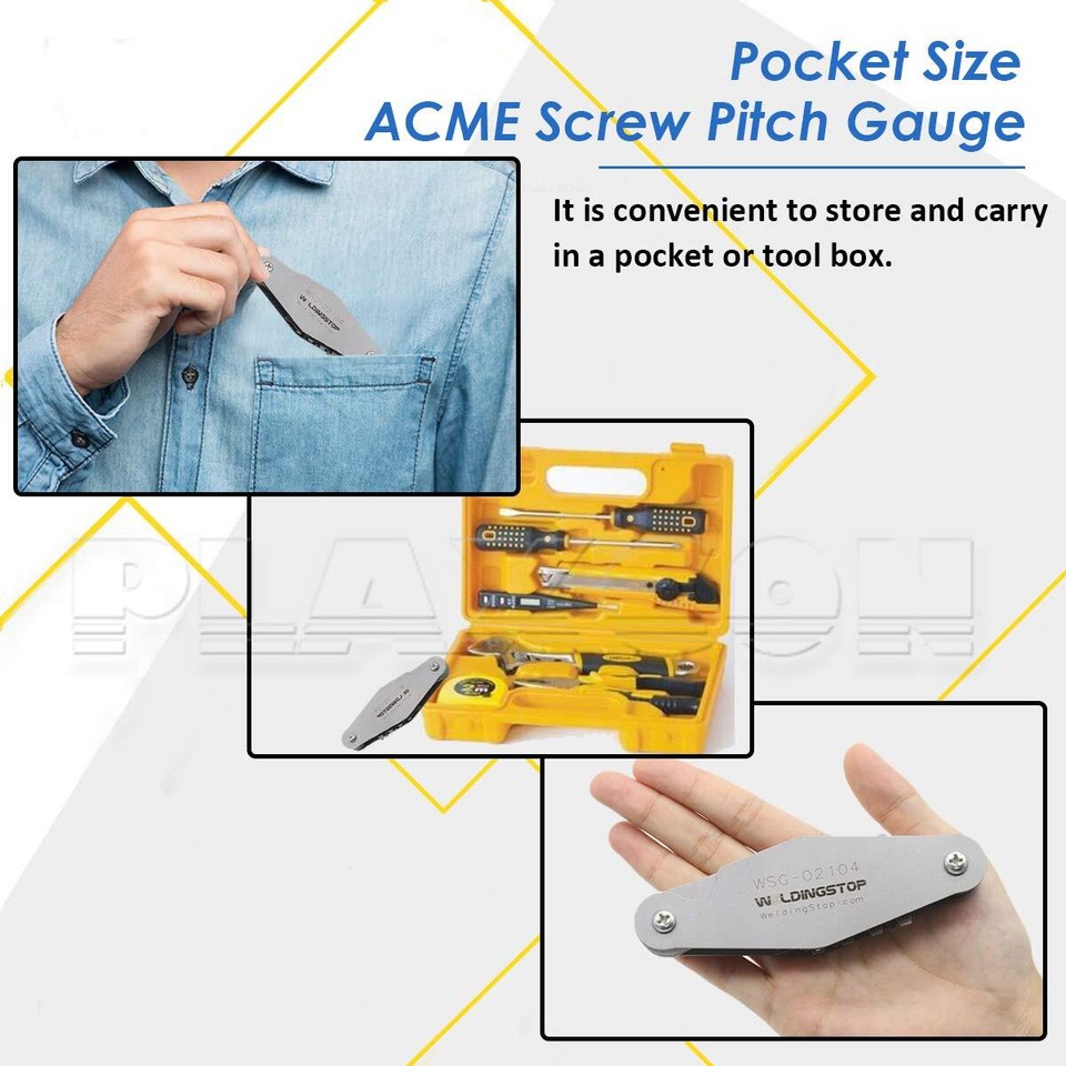 29 Degree Acme Screw Pitch Gauge Stainless Steel Thread Measuring Tool ...