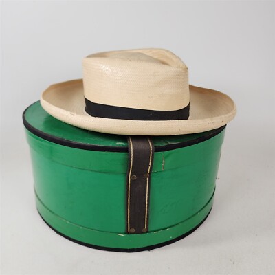 Vintage Stetson Panapore Gable 7 1/4 - 3/8 in Original Green Oval Hat ...