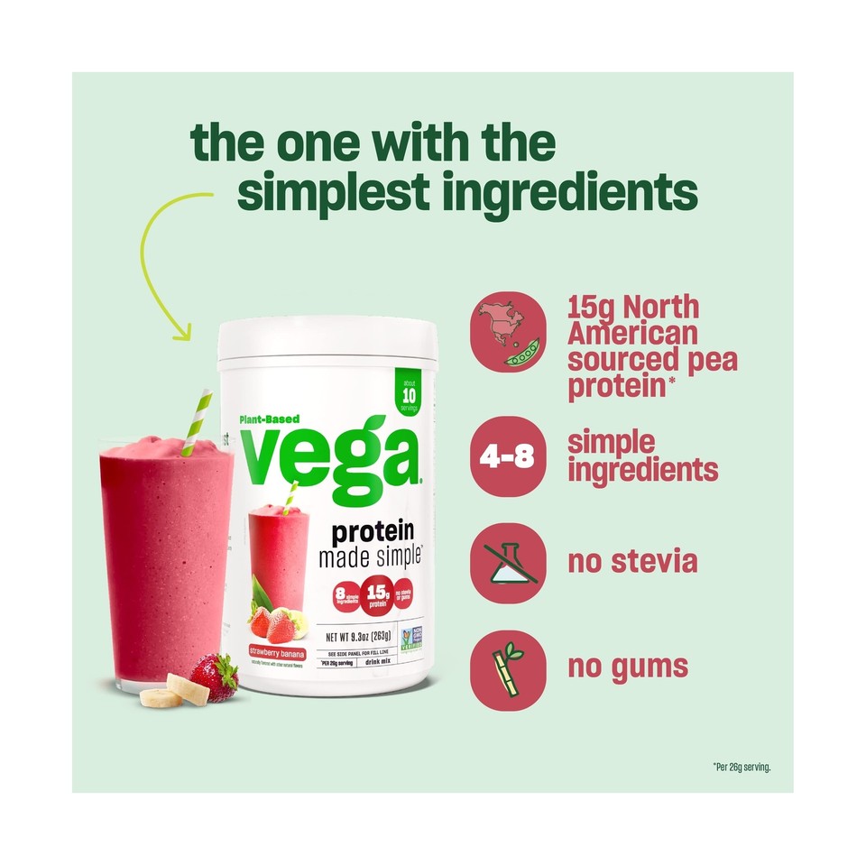 Vega Protein Made Simple Protein Powder, Vanilla - Stevia Free, Vegan ...