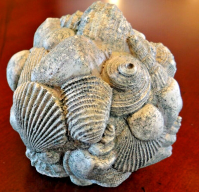 Blue Resin Shell Ball Orb, Nautical Seashell Decorative Sphere 4 ½” In ...