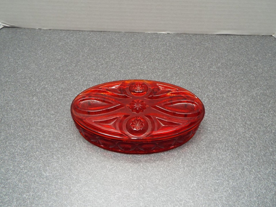 Weishar Red Glass Moon & Star Jewelry Box | eBay