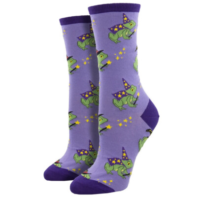 Socksmith Women's Crew Socks Freaky Frog Wizards Purple Halloween Fun ...