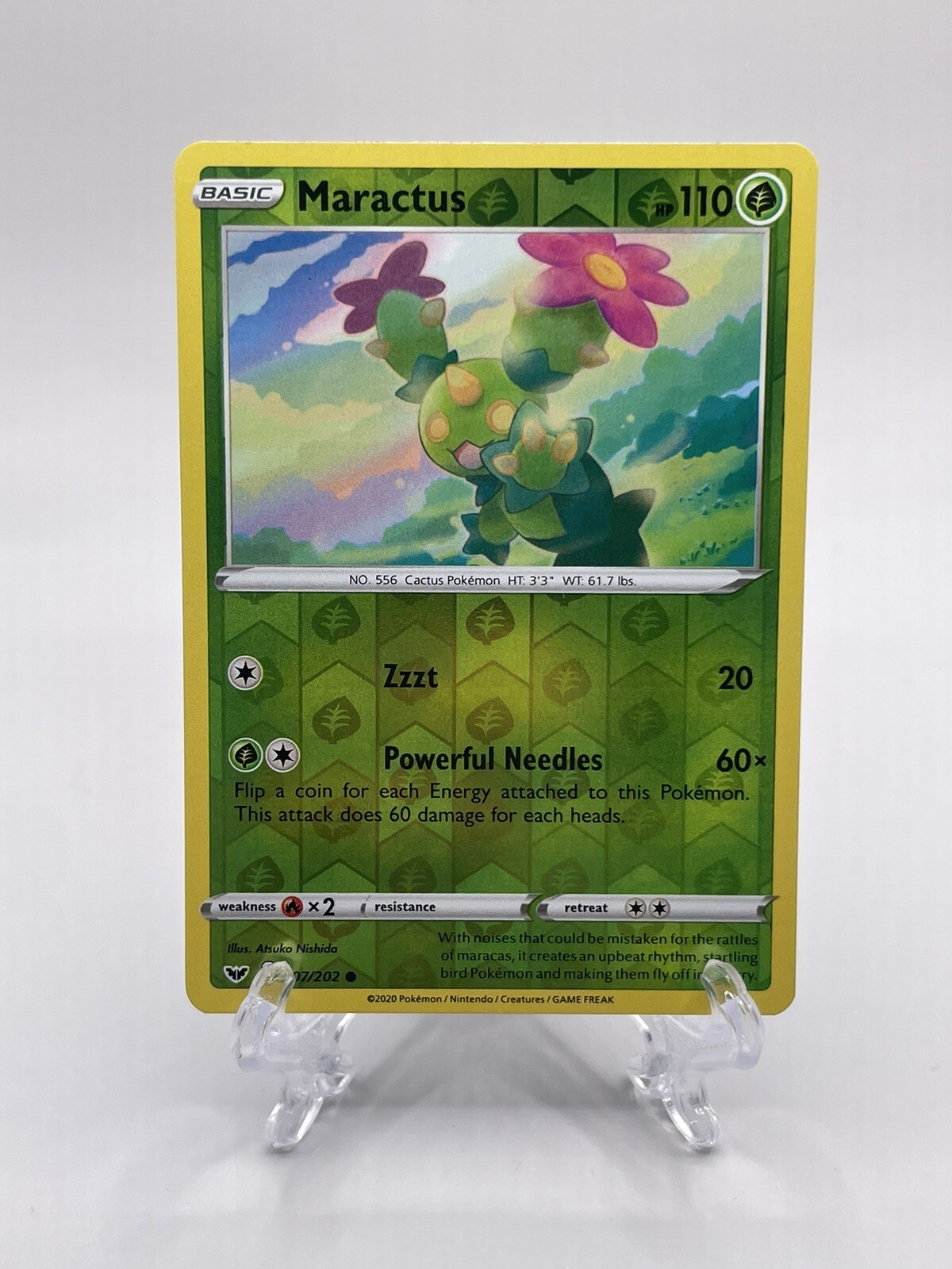 🔥Pokémon TCG-Maractus-007/202-Reverse Holo-Sword & Shield Base Set-M/NM ...