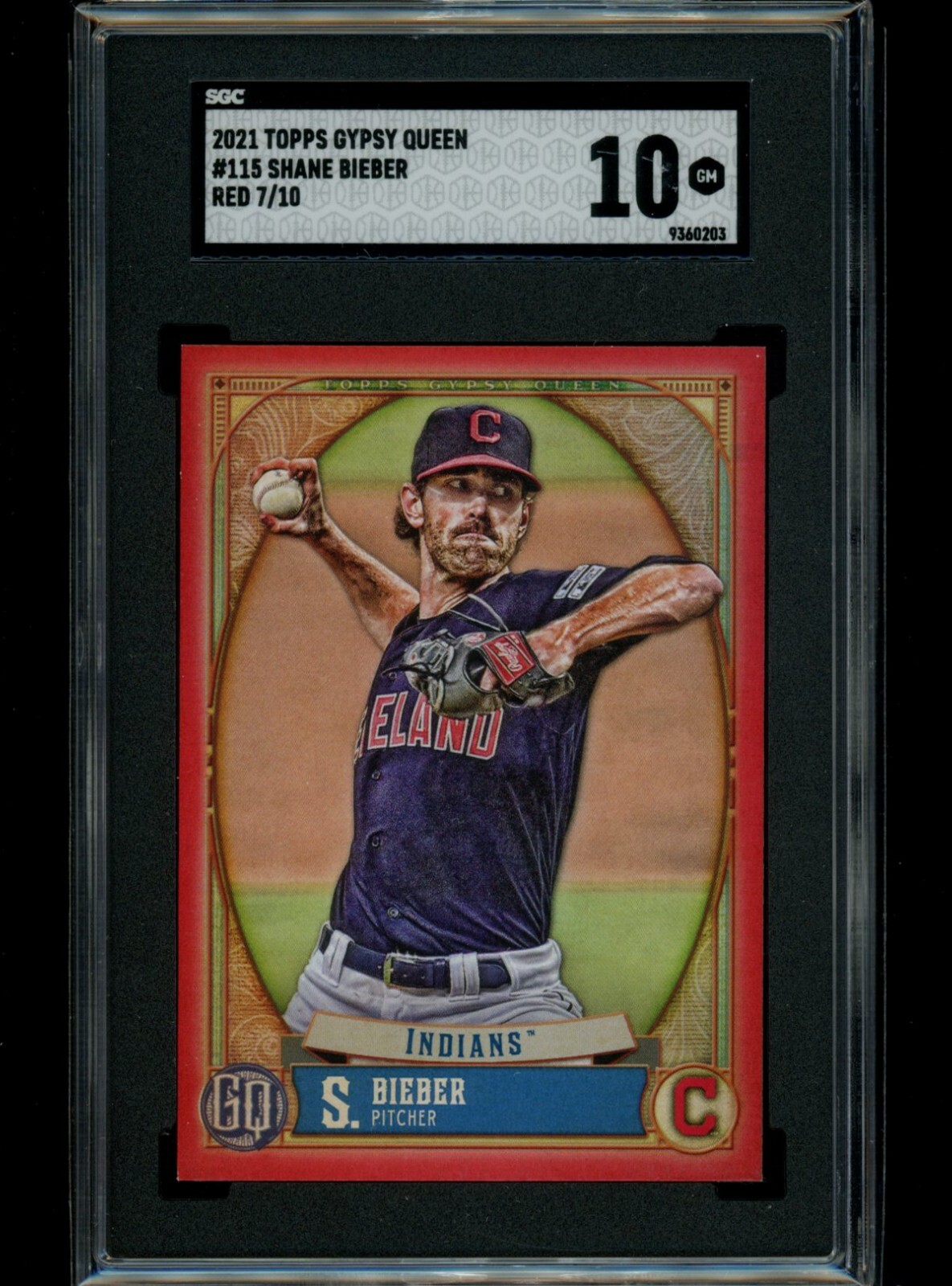 Shane Bieber 2021 Topps Gypsy Queen Red /10 SGC 10 Cleveland Indians | eBay