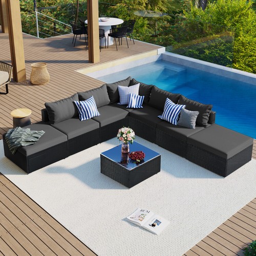 Outdoor Patio Furniture Sets - Garden Wicker Sofa Set, Combinable Single Sofas | eBay