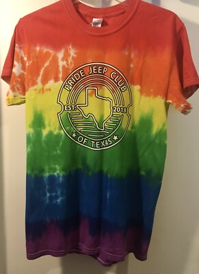 Pride Jeep Club Of Texas T-Shirt Mens Size Small Rainbow Tie Dye LGBTQ ...