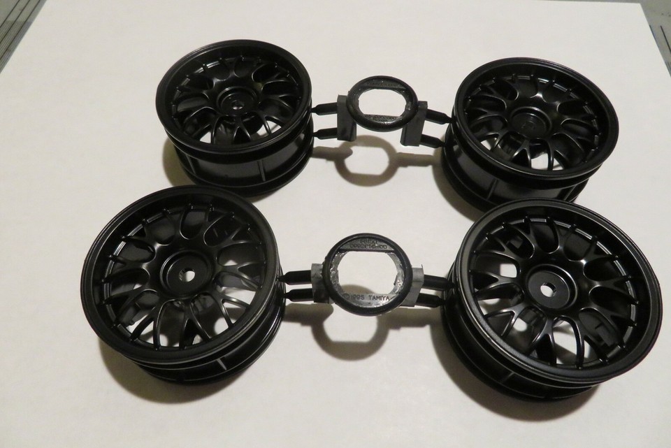 Tamiya Black BBS mesh wheels (x4) -Corvette/Ferrari/Porsche/Drift/RCGT ...