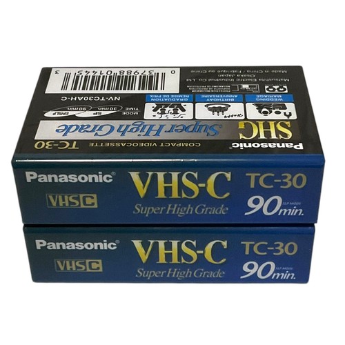 Panasonic VHS-C TC-30 Blank Tapes 2 Pack Super High Grade New Sealed 90 ...
