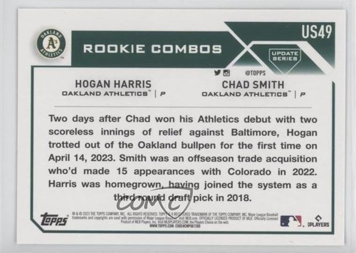 2023 Topps Update Rookie Combo Gold Foil Hogan Harris Chad Smith #US49 | eBay