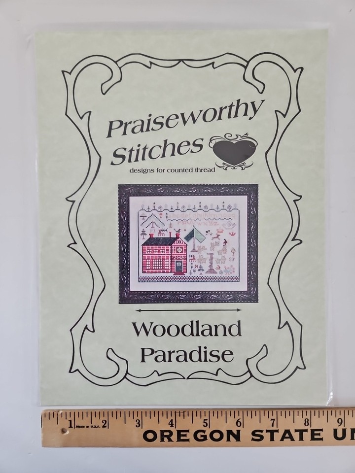 Praiseworthy Stitches WOODLAND PARADISE Red House Counted Cross Stitch ...
