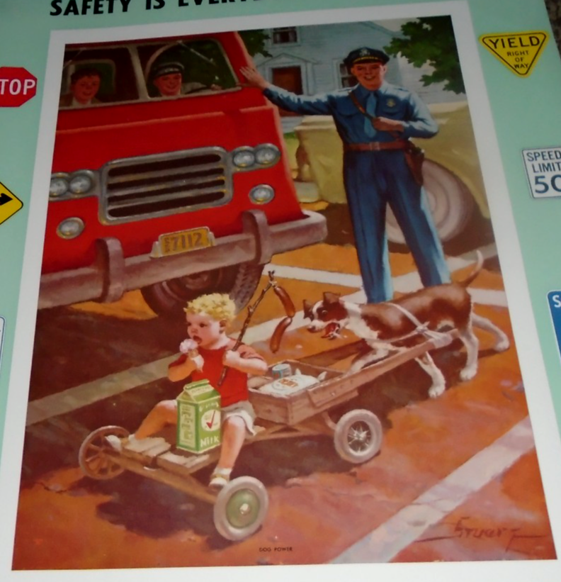 Stuart, Boy Wagon Food Dog Policeman Sample Print 19.5"x18" Print 13.75 ...