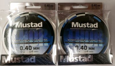 2 PK- Mustad Thor Mono Fishing Line17 # Test CLEAR 300 Meters 328 Yds ...