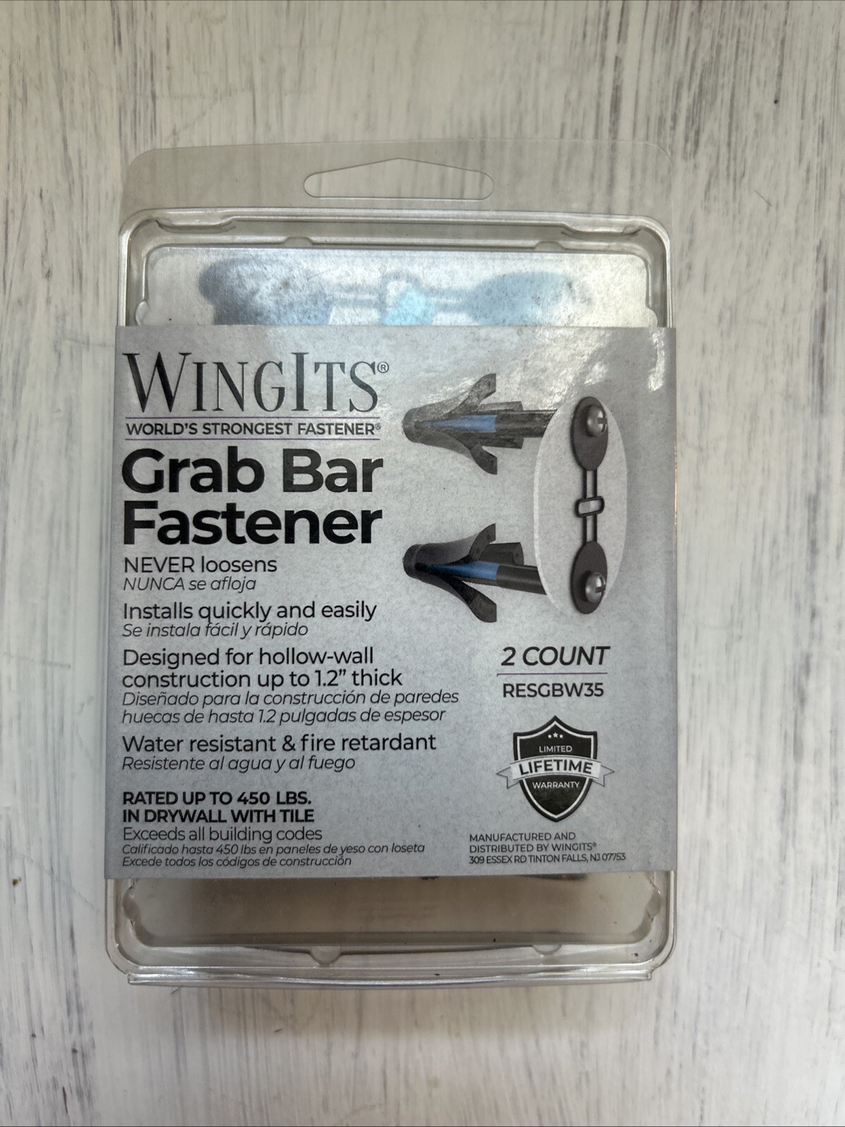 NEW-WingIts Grab Bar Refined Engineered Safety RES Fasteners (Set Of 2 ...