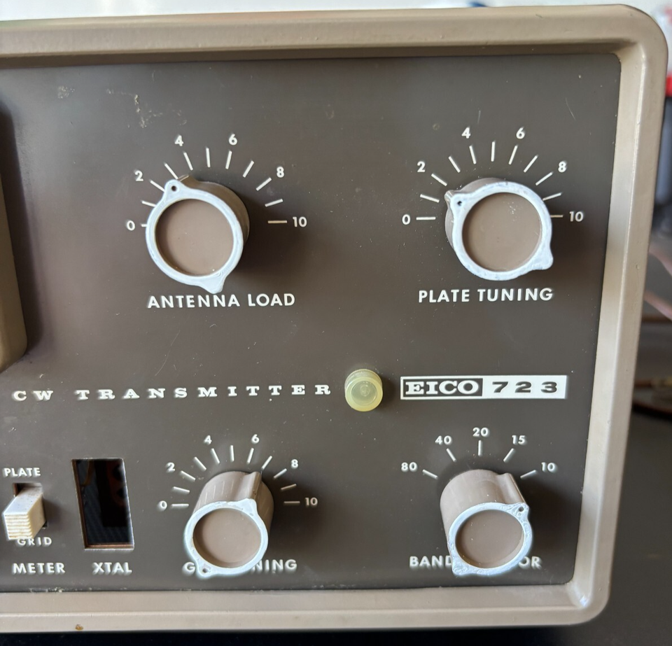 EICO MODEL 723 CW 60 WATT 80-10 METER TRANSMITTER Powers Up No Crystal ...