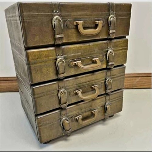 Vintage Suitcase Accent Table Distressed Stacked - Four Drawers 18" x ...