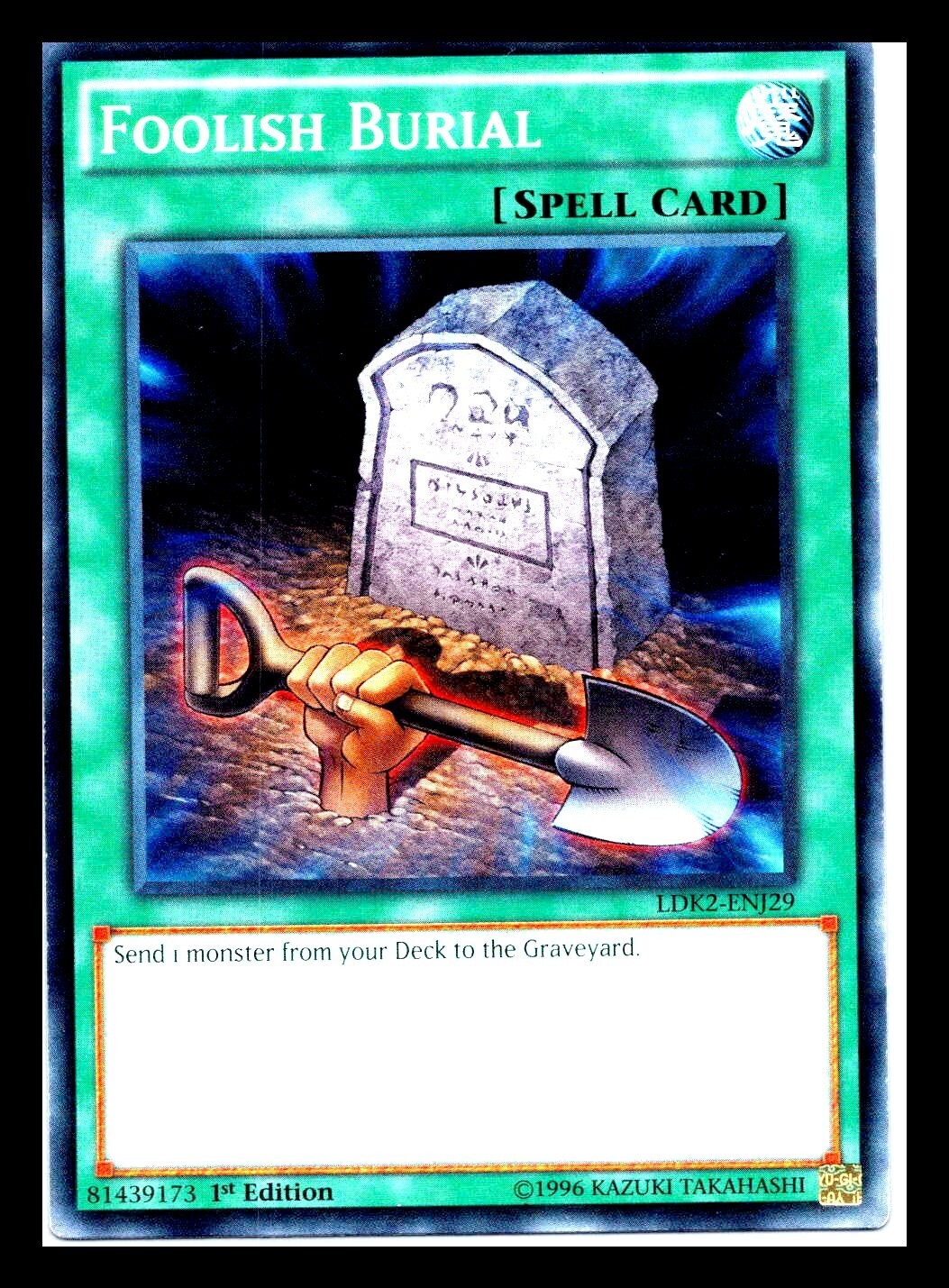 A296 YUGIOH SPELL CARD THE FOOLISH BURIAL LDK2-ENJ29 | eBay
