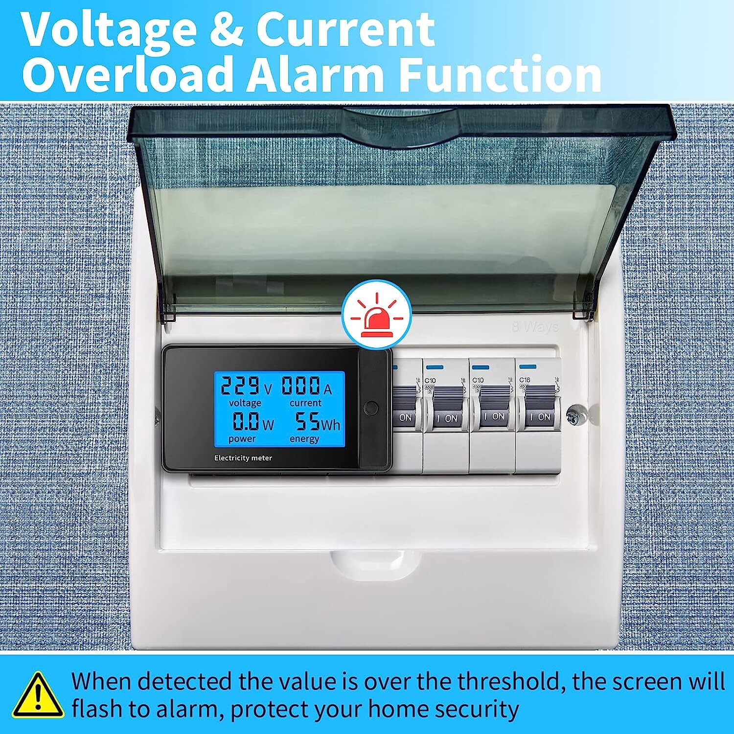 LCD Panel Digital Monitor Voltage Voltmeter Ammeter Watts 100A 85-400V ...