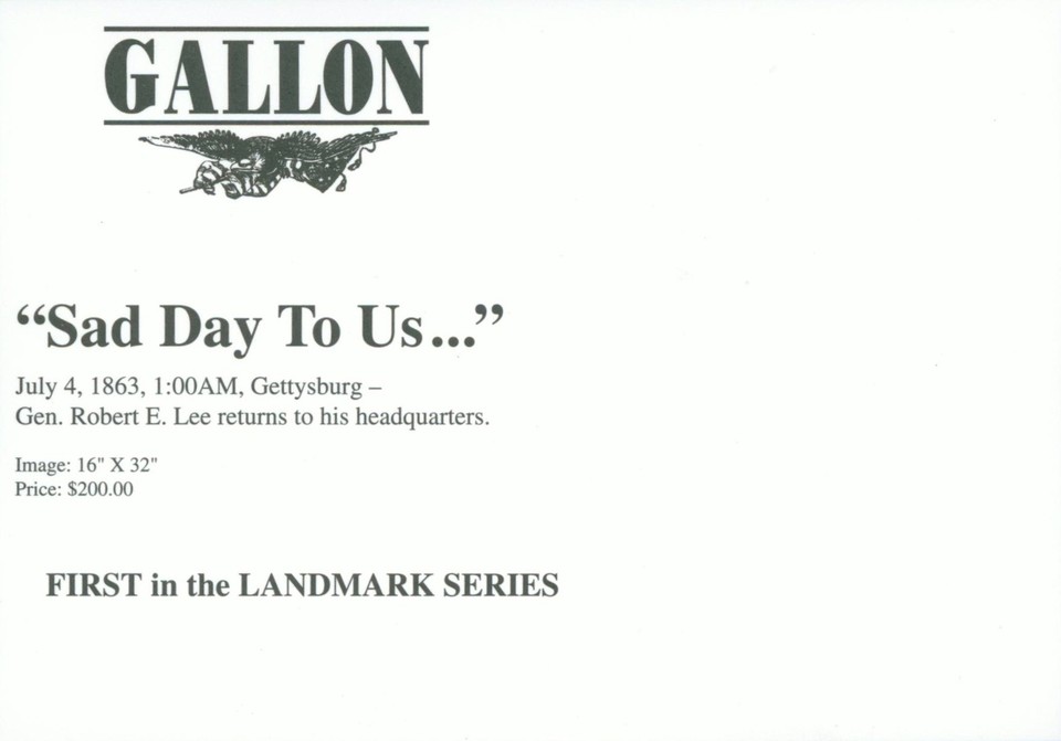2000 Dale Gallon "Sad Day To Us" Art Print Postcard Robert E Lee ...