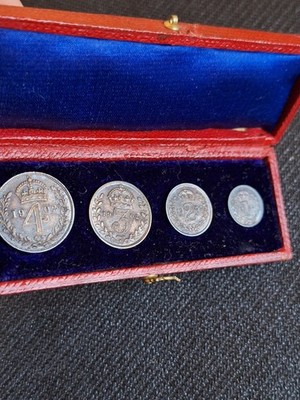 1902 King Edward VII Maundy Money Coin Set 4D 3D 2D 1D In Red Date Case ...
