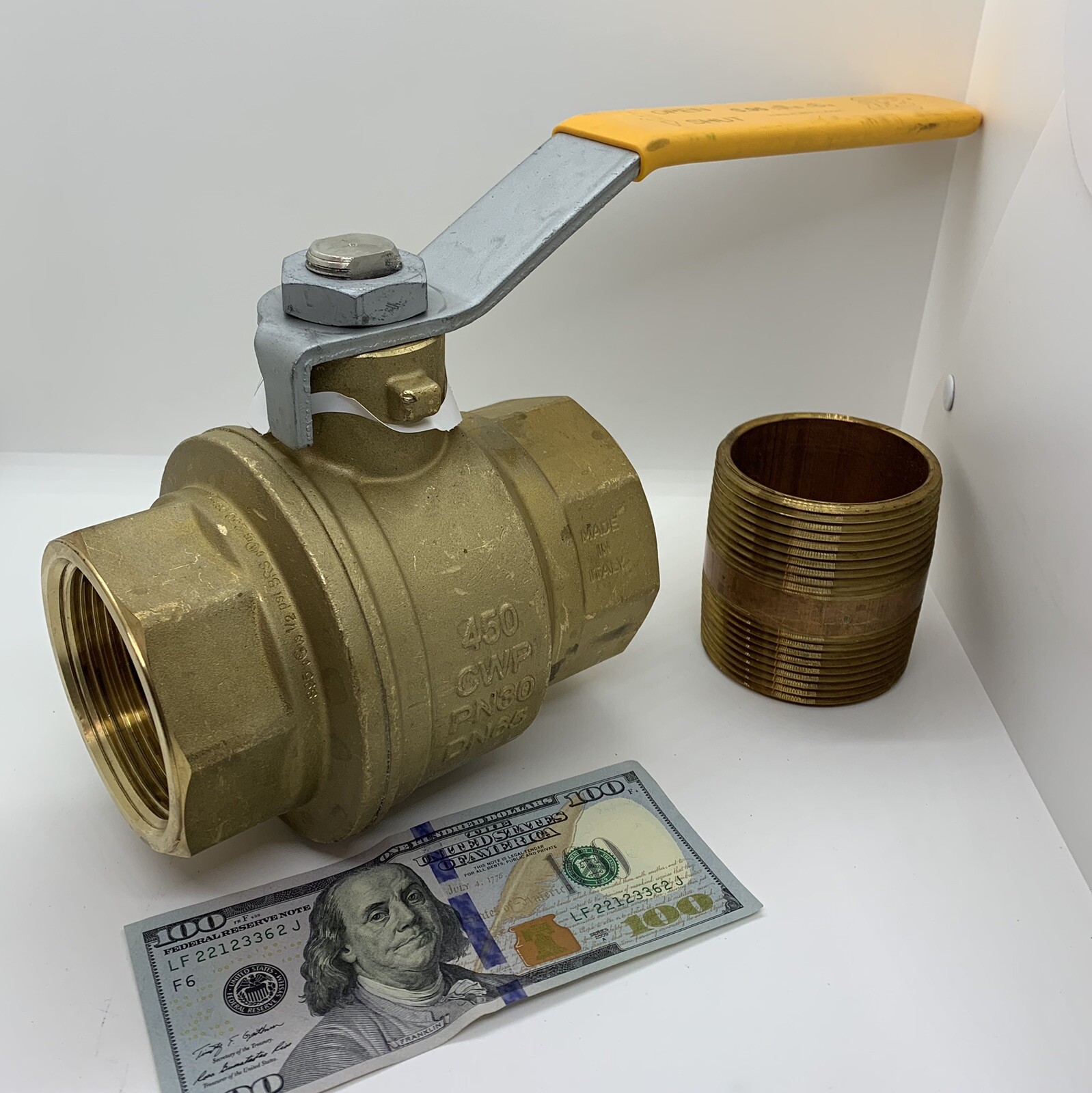 2-1/2” Pipe RUB S95L41 Brass FIP Threaded Ball Valve & FREE 2-1/2” X 3 ...