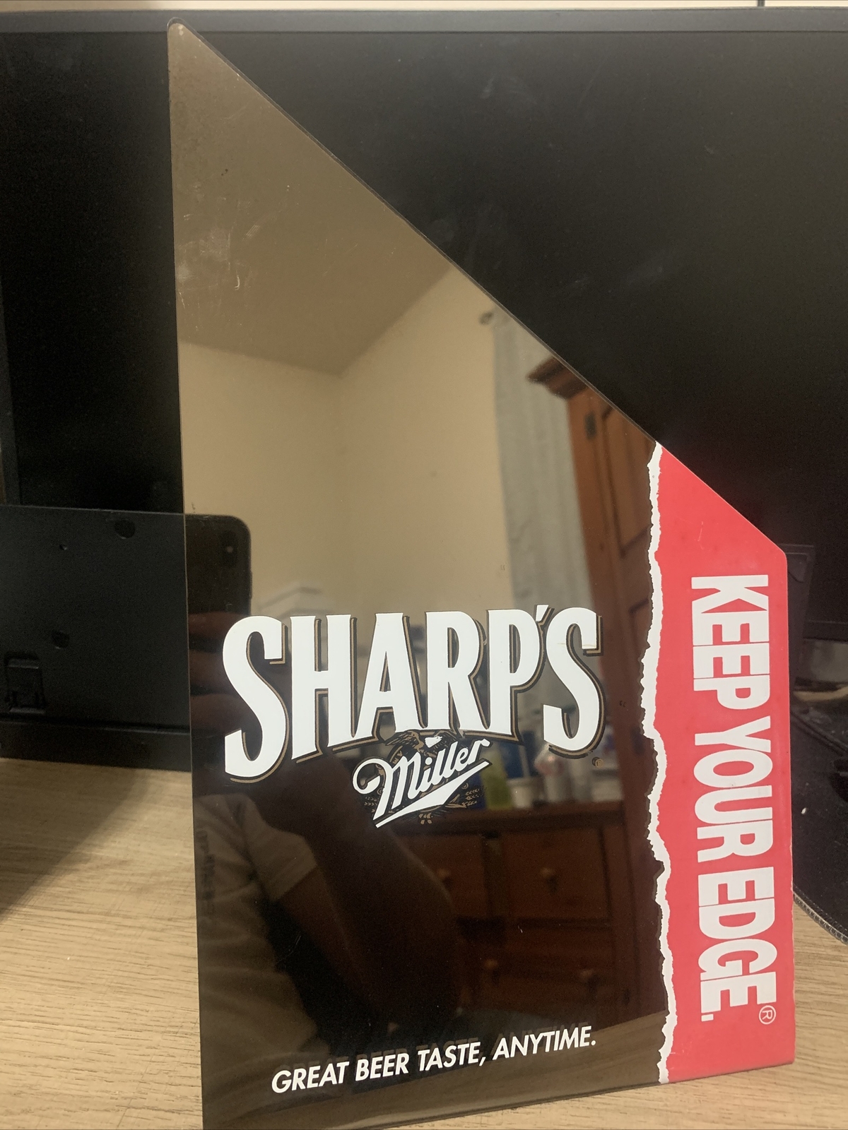 Miller SHARPS Non-Alcoholic Beer Bar Advertising Sign Mirror "Keep Your ...