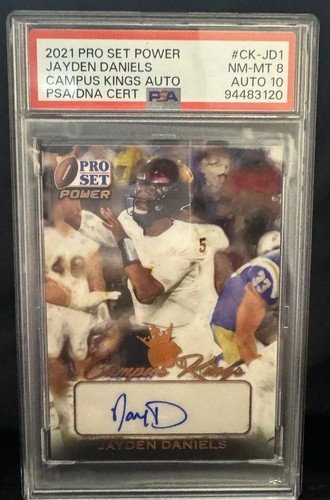 2021 Pro set Power Campus Kings Jayden Daniels AUTO Signed RC PSA 8 | eBay