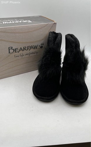 NIB Bearpaw Womens Libby Black Suede Pom Pom Round Toe Pull-On Snow Boots Size 8 | eBay