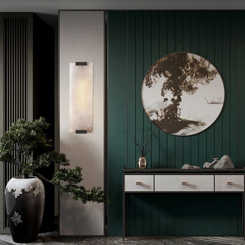 Marble Wall Light Hand Carved Alabaster Rectangular Sconce LED Indoor ...