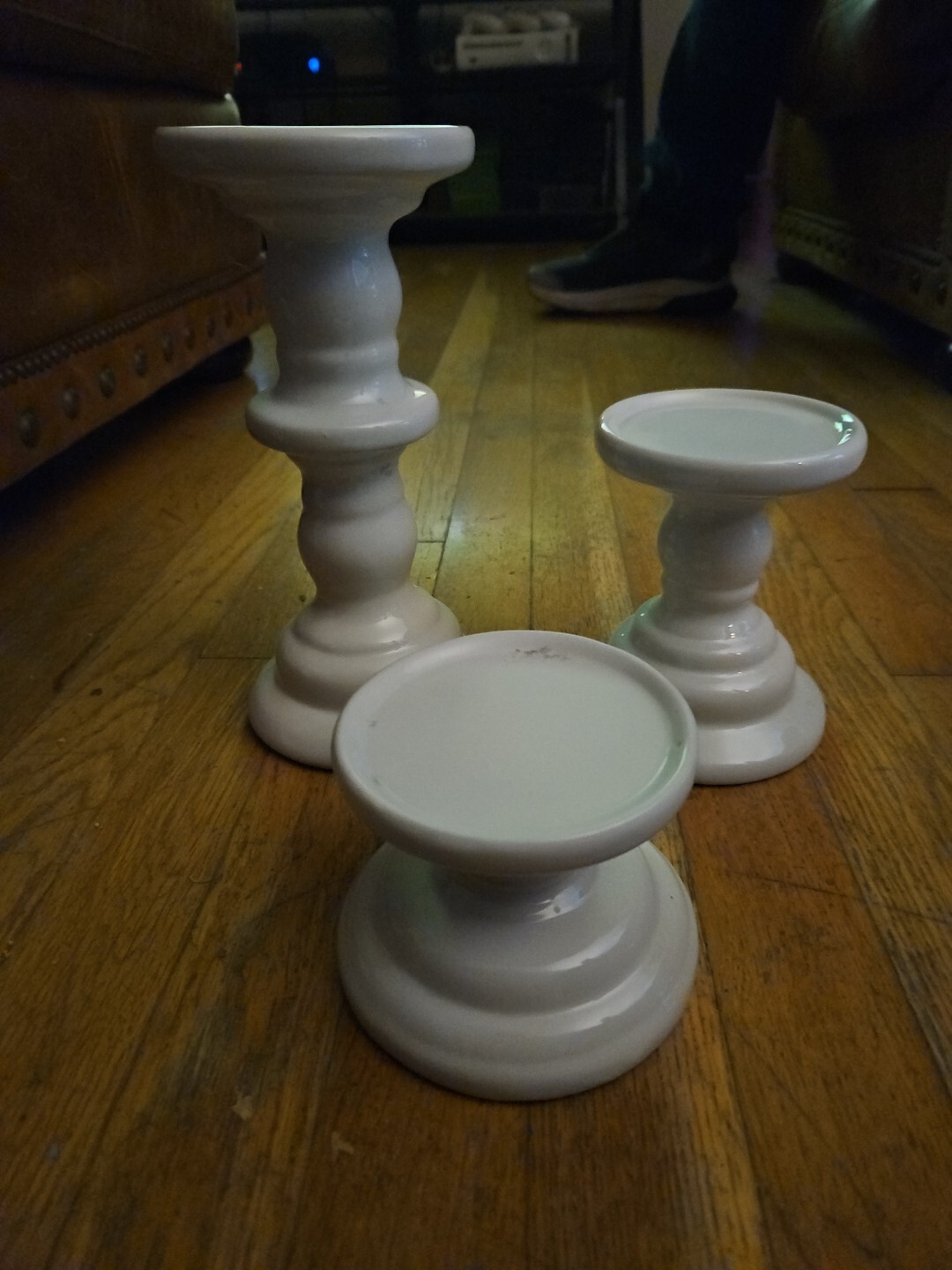 Ceramic Candle Holders/ Pillers/ 3 Set Antique White | eBay