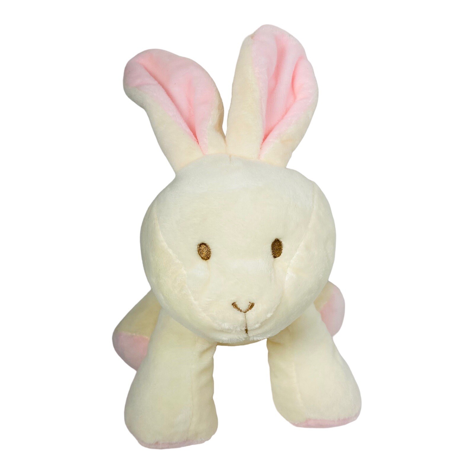 KellyToy Cream Bunny Rabbit Plush Pink Crinkle Ears Rattle Baby Soft ...